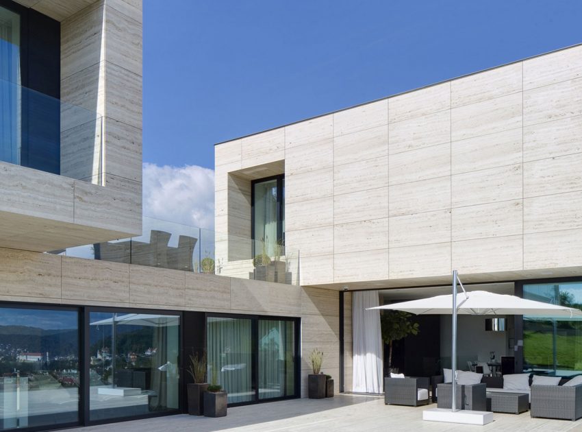 A Beautiful Modern House with Geometric White Exteriors in Děčín, Czech ...